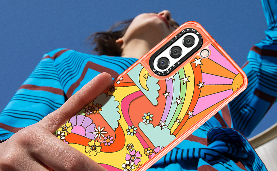 Amazon.com: Toycamp Case for Samsung Galaxy S21, Cute Rainbow Sun River Flowers Cartoon Graffiti ...