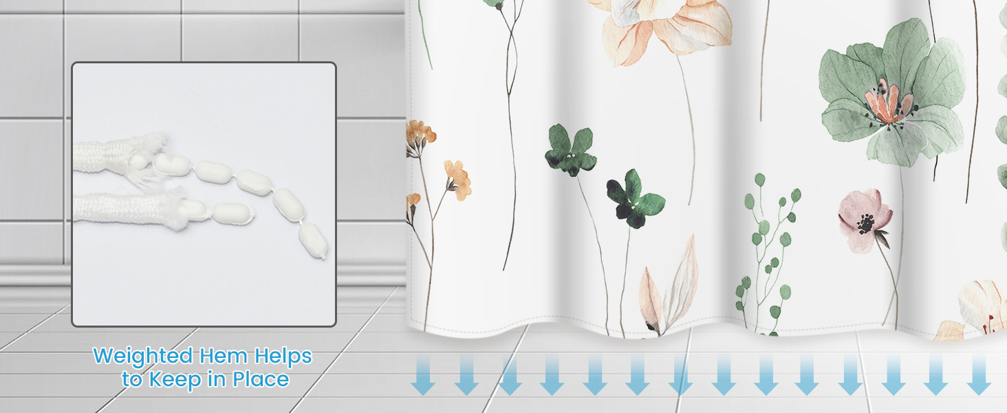 Amazon.com: WITHLOC Waterproof Shower Curtain Set with Hooks - Watercolor Sage Green Floral ...