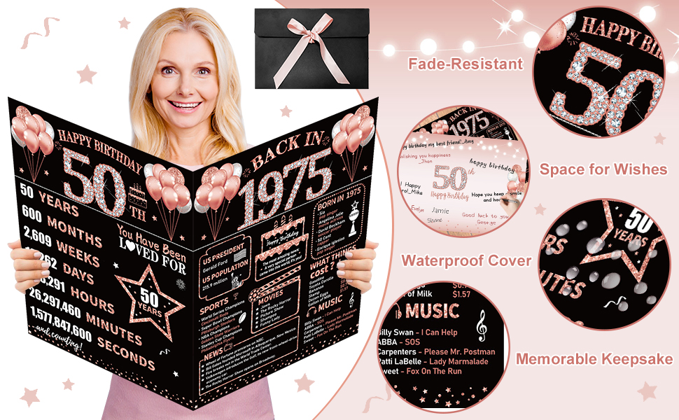 Amazon.com : Yatufom Large 50th Birthday Card with Envelope, Happy 50th Birthday Decorations for ...