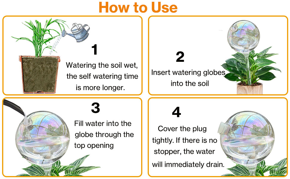 Amazon.com: MOONSOUND 4pcs Plant Automatic Watering Bulb, Glass Garden Flower Self Watering ...