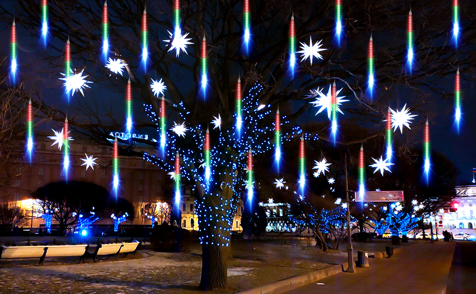 Number-one Meteor Shower Lights, LED Falling Rain Lights 30cm 8 Tube ...