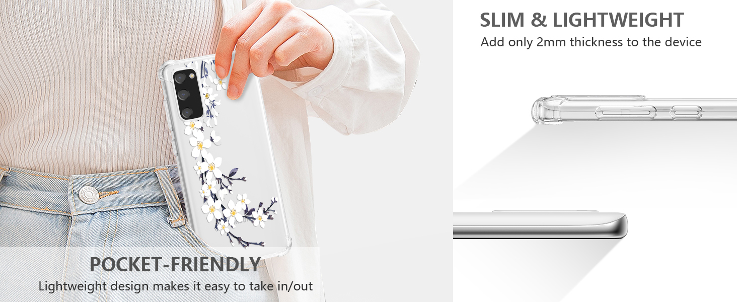 Amazon.com: DEFBSC Soft Case Compatible with Samsung Galaxy S20 FE 5G, Clear Floral Flower ...