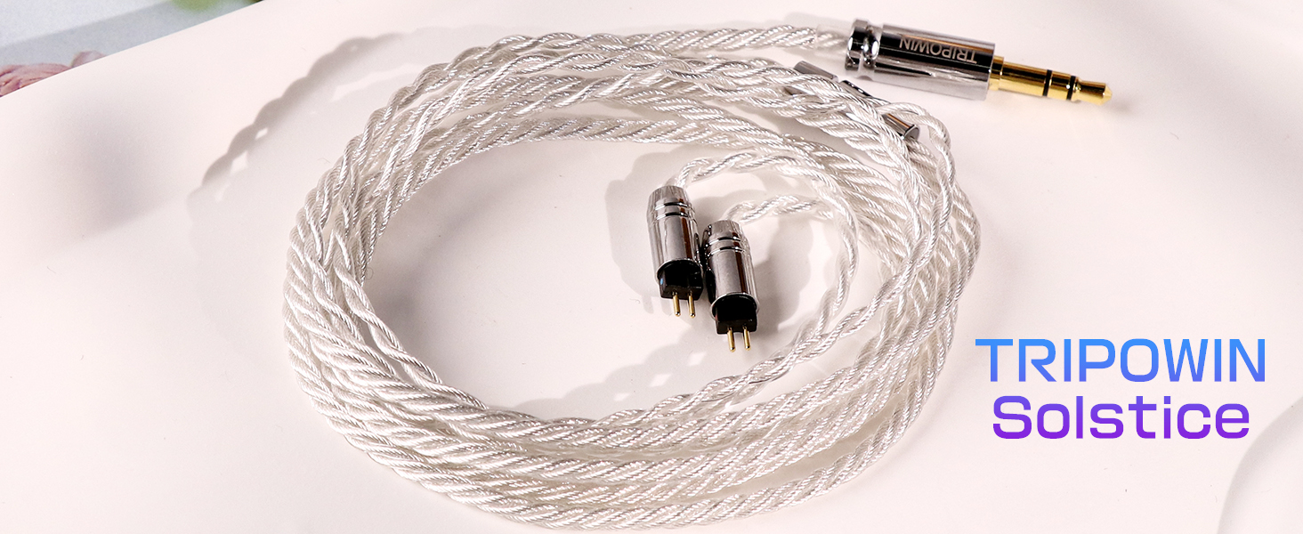 Amazon | TRIPOWIN Solstice 4芯編み込み構成したハイエンドイヤホンアップグレードケーブル 26AWG銀メッキリケーブルイヤホンに対応するケーブル 1芯あたり0 ...