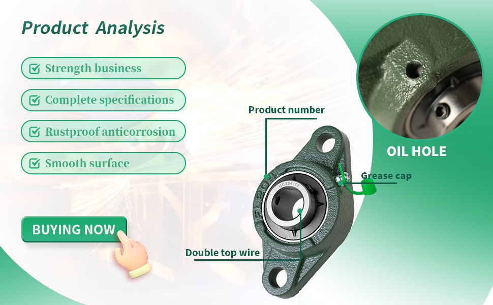 Grewirifc UCFL204-12 Pillow Block Bearings (2 Pack) - 3/4 inch Bore, 2 Bolt Flange Mounted ...