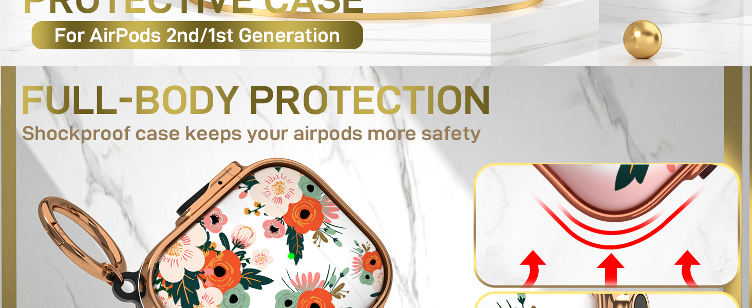 Amazon.com: Maxjoy for AirPods Case with Lock, Flower AirPod Case Lock Hard Protective Cute ...