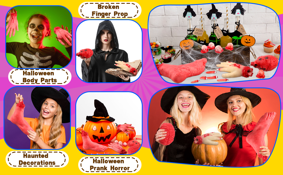 Amazon.com: Cotiny 16 Pack Halloween Body Parts Props Fake Broken Hand ...