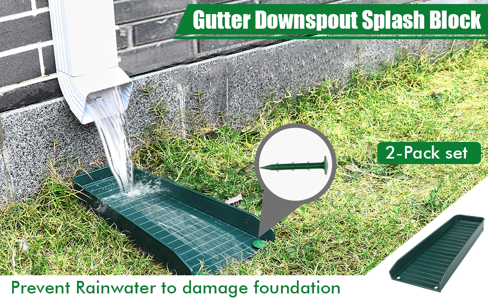Amazon.com : Teisaiko Rain-Gutter Downspout Splash Block - 2 Pack ...