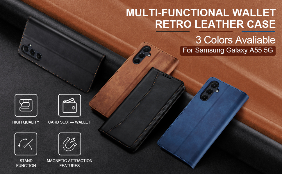 Amazon.com: Jasonyu Flip Wallet Case for Samsung Galaxy A55,Leather Magnetic Folio Cover with ...