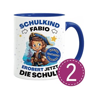 Tassenliebling® Schulkind Tasse personalisiert Mädchen Junge - Rosa - Geschenk zur Einschulung ...
