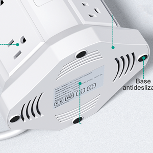WISAN Regleta Vertical Torre sobretensión de 12 Tomas, con 4 Puertos de Carga USB-A y 1 USB-C ...
