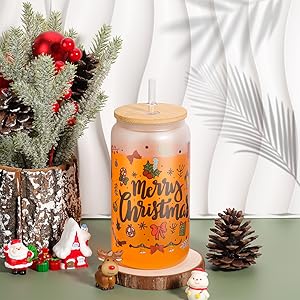 Amazon.com | pengtai Christmas Gifts Cups,Christmas Glass Tumbler,16oz ...