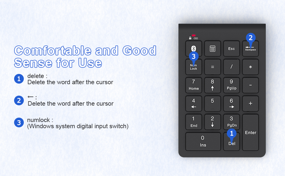 Amazon.com: Bluetooth Number Pad, Bluetooth 10 key, USB C Rechargeable ...