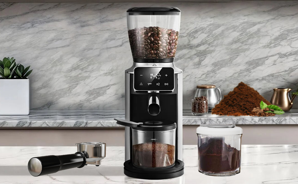 MEBASHI Coffee Grinder with Digital Touch Screen | 30 Precise Grind Settings, 280g Capacity ...