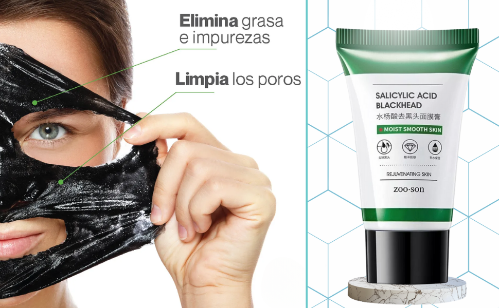 Mascarilla Facial Para Puntos Negros Limpieza Facial Elimina Poros Y suciedad del Rostro Anti ...