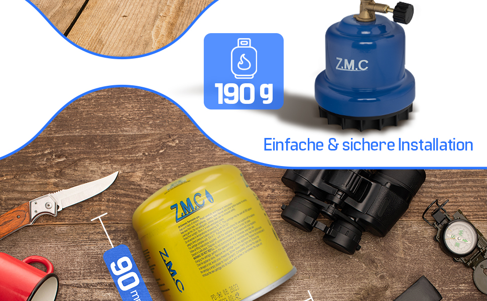 Z.M.C 8X Butan Gaskartuschen 190g Typ C200 EN417, Butan Gas Kartuschen mit Sicherheitsventil ...