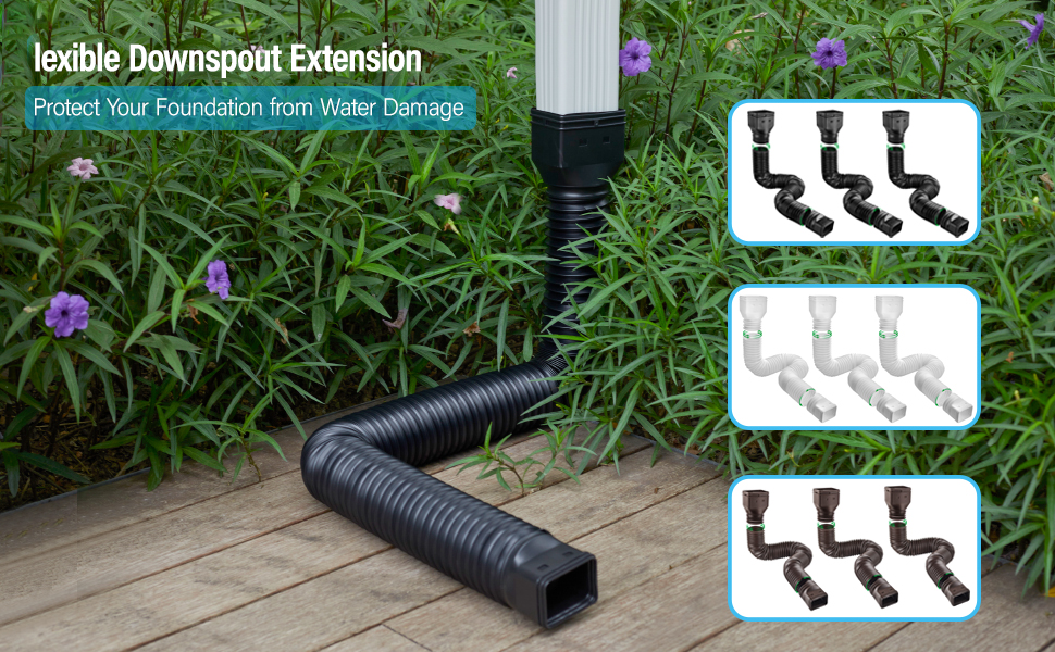 NHBKO 3 Pack Gutter Downspout Extenders with Connector, Flexible Rain ...