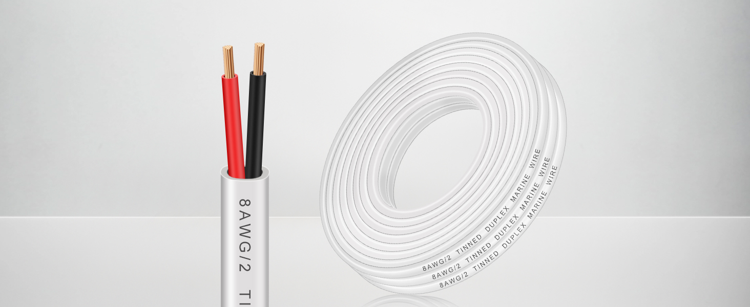 Amazon.com: 8 Gauge Marine Wire 8 AWG Duplex Stranded Marine Grade Electrical Wire PVC Tinned ...