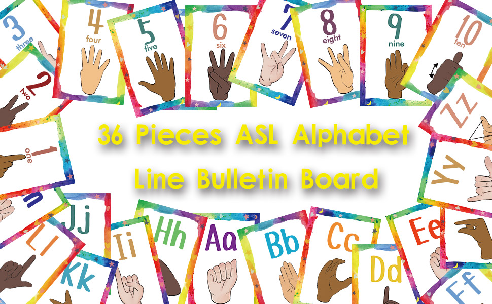 Amazon.com: Sign Language Bulletin Board Letters - 36 ASL Alphabet ...