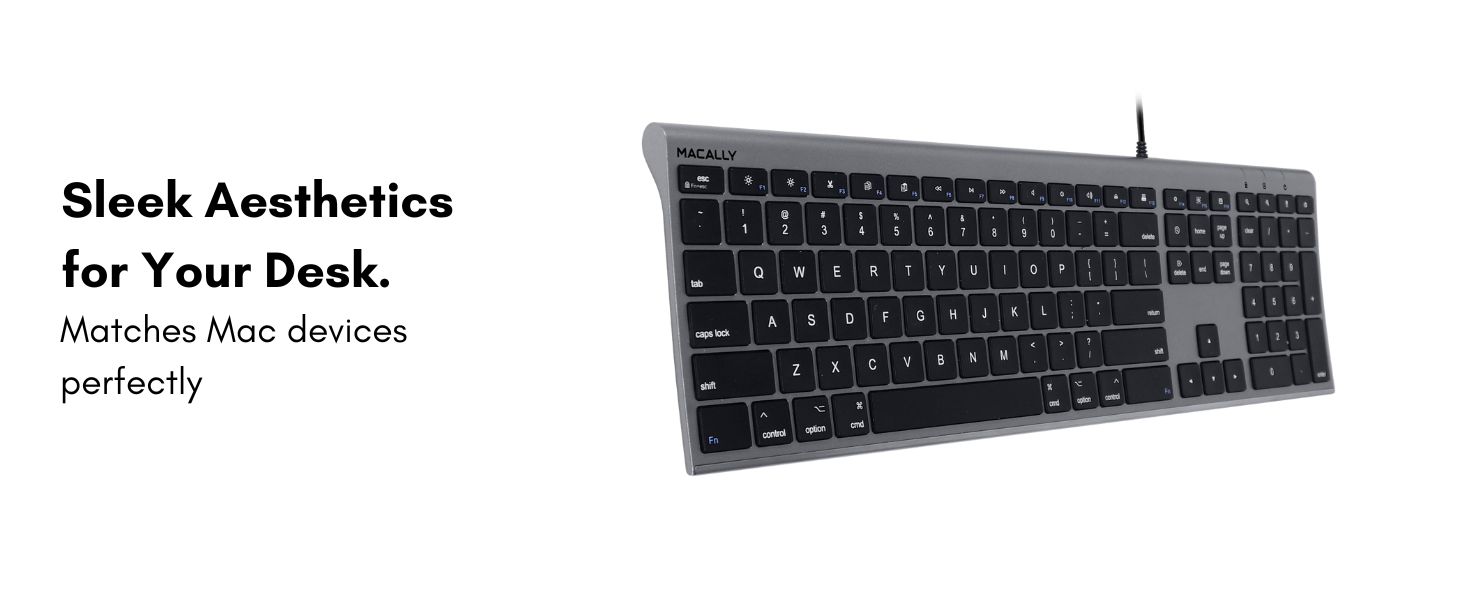 Amazon.com: Macally Ultra-Slim USB Wired Computer Keyboard - Works ...