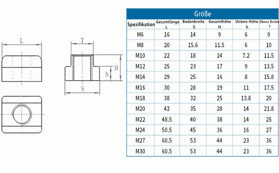 T Nut Schiene, T Nutensteine, 5 Stück Schwarzoxid-Finish T-Nutensteine, M8/10-Gewinde passen in ...