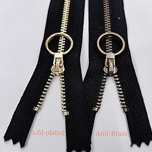 Amazon.com: 10PCS 6Inch (15cm) Metal Zippers Black#3 Golden Plated Bulk Close End Non-Separating ...