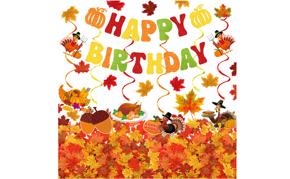 Amazon.com: Thanksgiving Birthday Party Decorations, Thanksgiving Happy ...