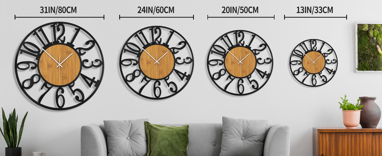 Amazon.com: Mee 2ou Large Wall Clock for Living Room Decor, 24 Inch Non ...