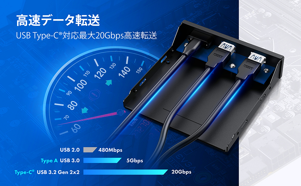 Amazon | GRAUGEAR 3.5''インチベイ対応 PCマルチフロントパネルに搭載 3ポートハブ 20Gbps USB 3.2 Gen2x2 Type-C USB-Cポート、USB ...