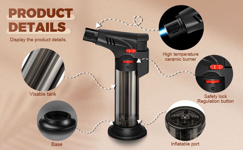 Amazon.com: WANBRO 4 Pack of Torch Lighter, Powerful Windproof Jet Flame, Butane Gas Refill ...