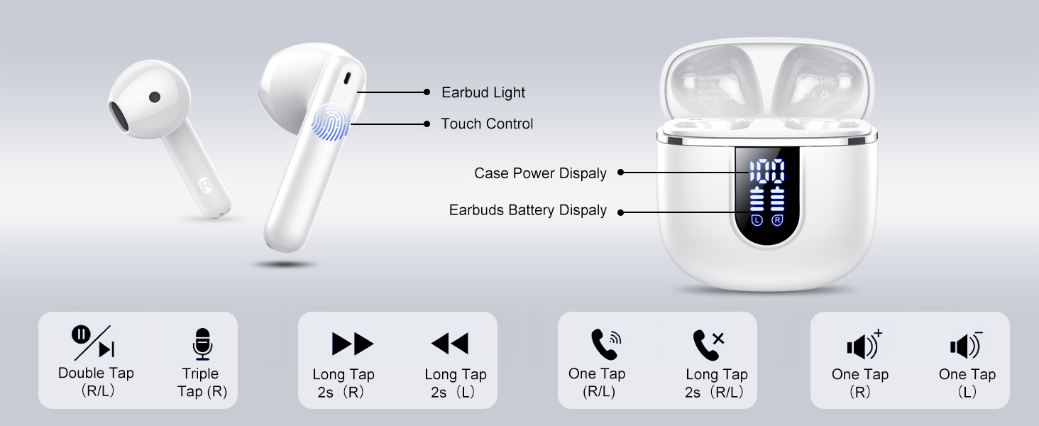 Wireless Earbuds, Bluetooth 5.4 Headphones in Ear with 4 ENC Noise ...