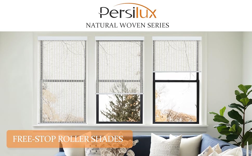 Amazon.com: Persilux Custom Size Light Filtering Window Shades with Valances, Natural Woven ...