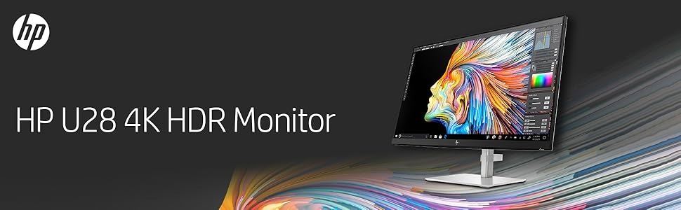 HP U28 4K HDR Display,27.9 inch, HDMI, USB C,Display Port,4ms, 400nits, Silver 1Z980AS ...