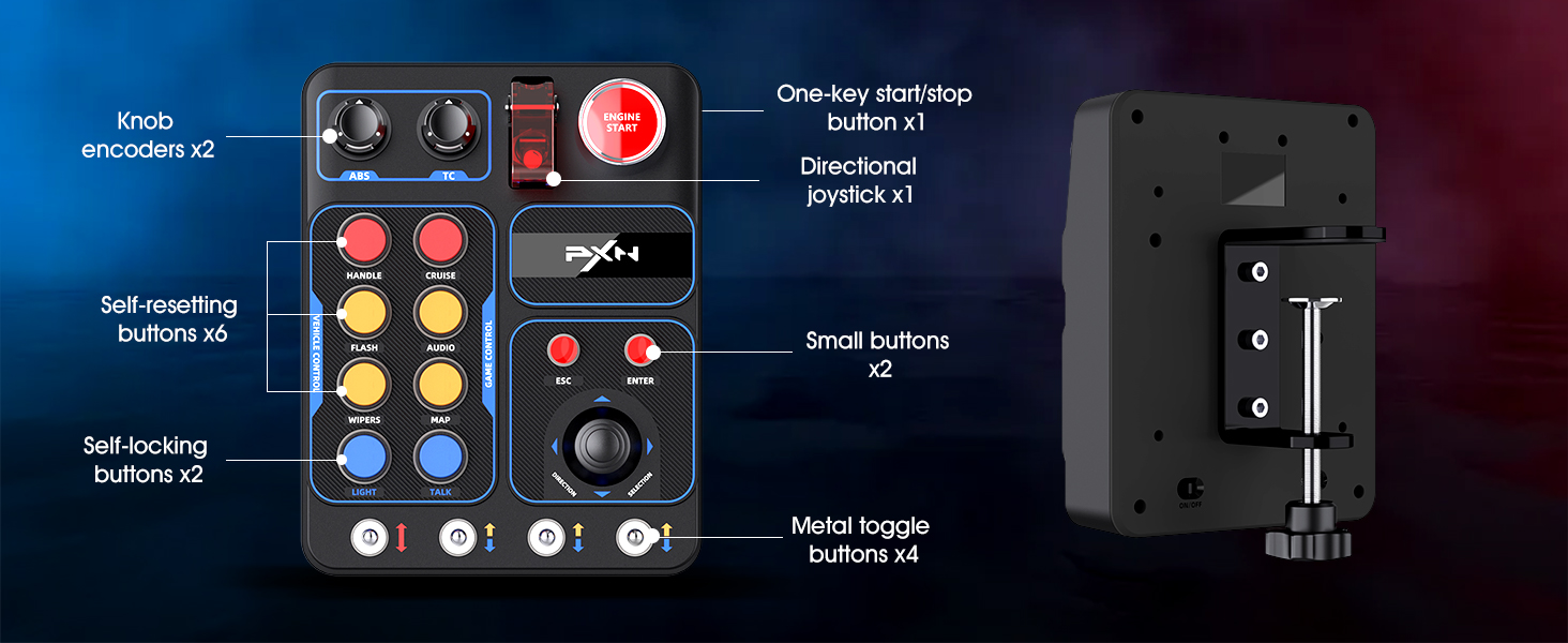 Amazon.com: PXN CB1 Racing Button Box - Compatible V9 GEN2 & PC, 30 Programmable Buttons ...