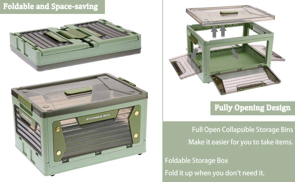 Amazon.com - BTSKY 2 Pack Plastic 4 Doors Collapsible Storage Bins with ...