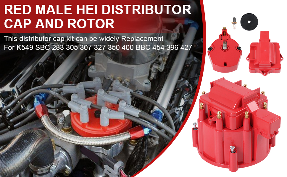 Amazon.com: HEI Distributor Cap and Rotor Replacement For K549 SBC 283 305 307 327 350 400 BBC ...
