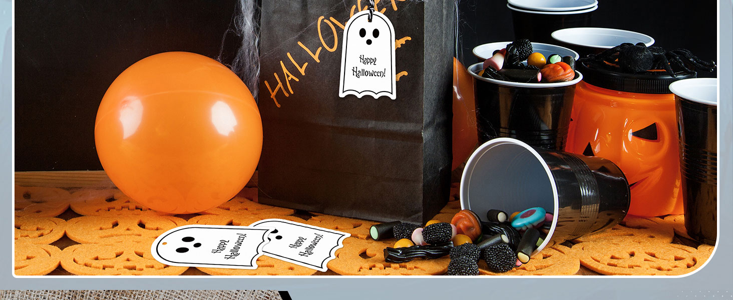 Amazon.com: Whaline 100Pcs Happy Halloween Paper Gift Tags White Ghost Hanging Name Tags with ...