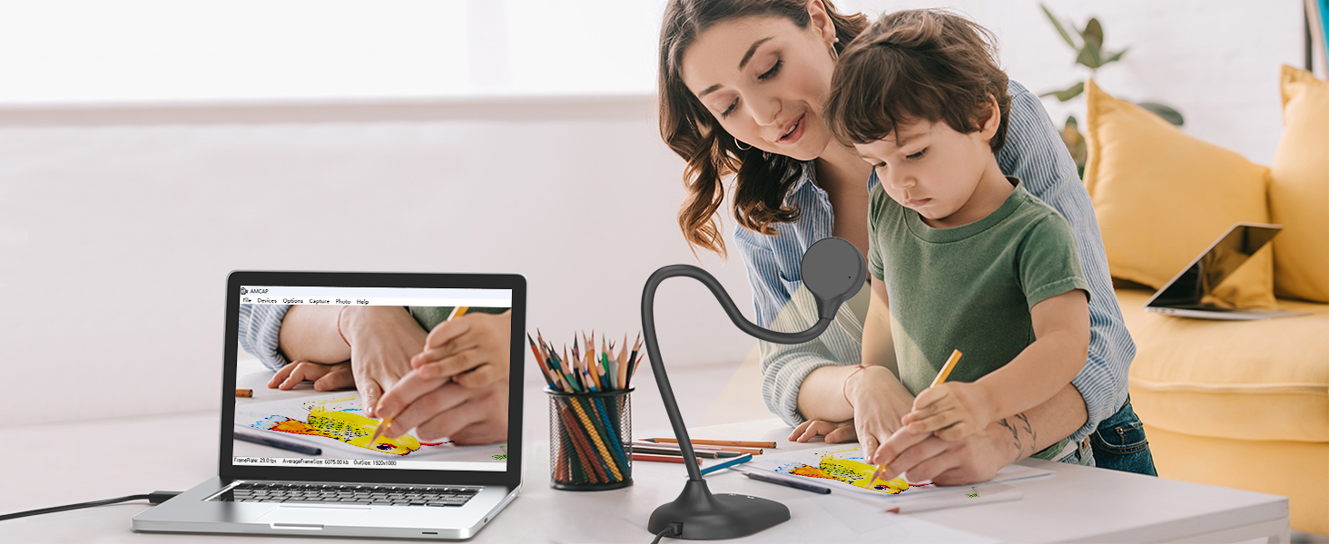 Kitchbai Document Camera For Teachers Webcam And Overhead Camera For Classroom With