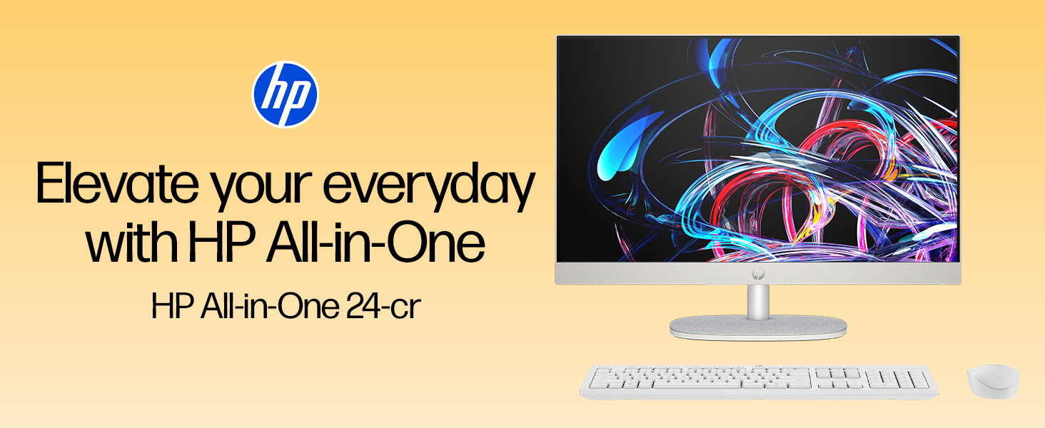 HP All-in-One 24, AMD Ryzen 3 7320U,8GB LPDDR5, 512GB SSD (Win11,Office24,White) Anti-Glare, FHD ...