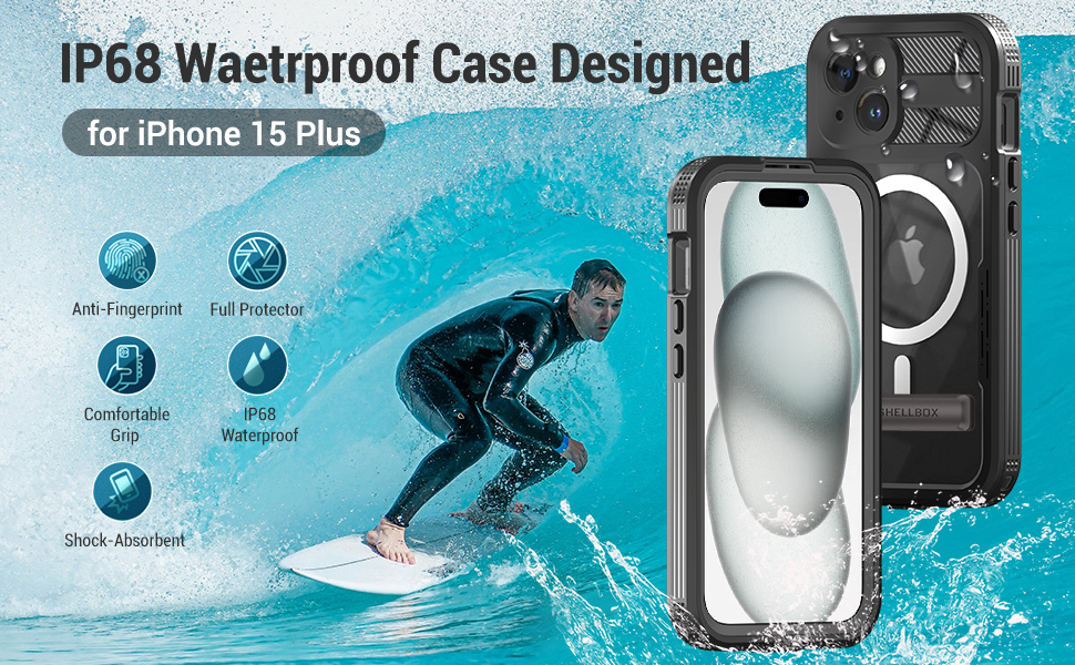 Amazon.com: Transy Designed for iPhone 15 Plus Case Waterproof with Stand, Shockproof Phone Case ...