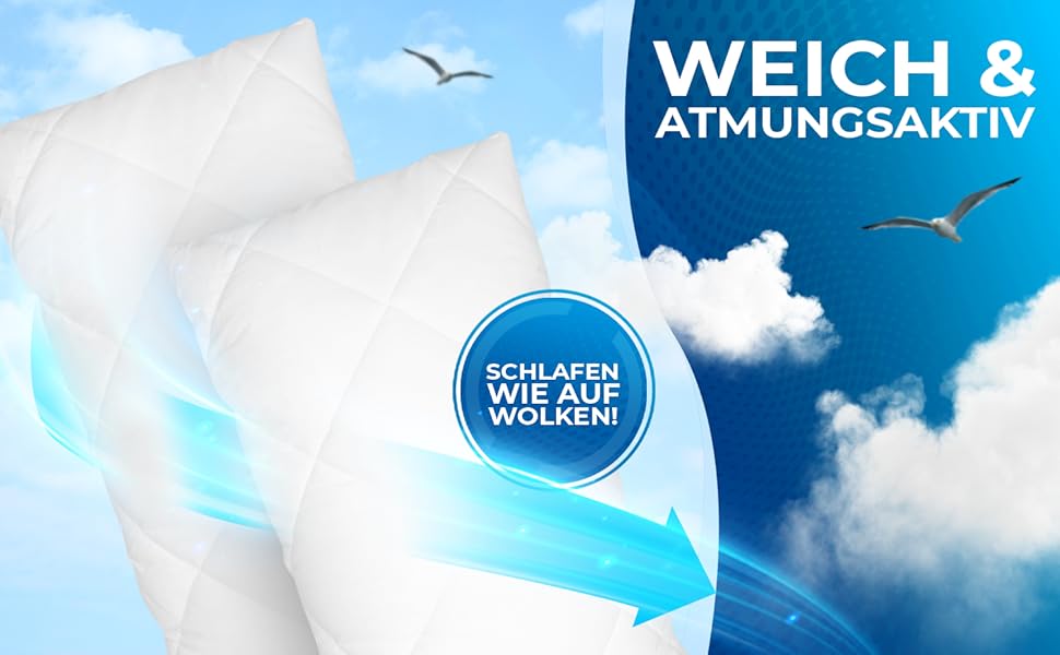 Schlafmond Medicus Clean Kopfkissen 40 x 80 cm - Allergiker Kissen mit Hohlfaserkugel ...