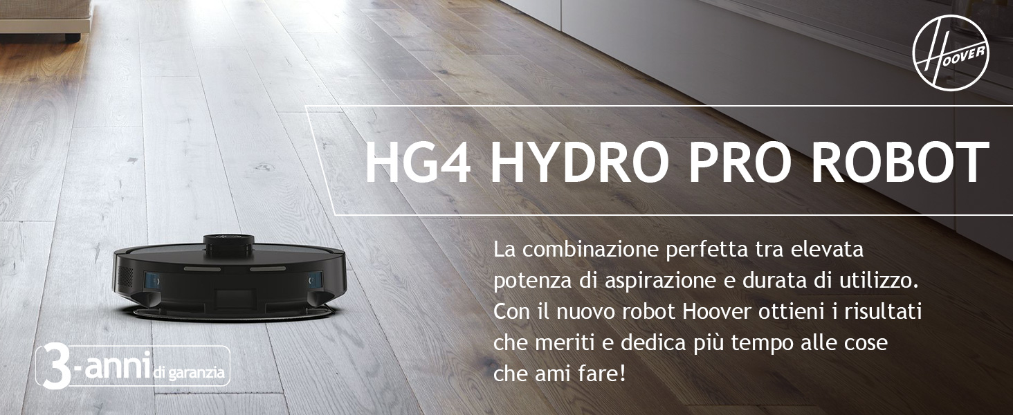 Hoover HG4 HYDRO PRO, Robot aspirapolvere e lavapavimenti, potenza 4000 Pa, navigazione laser ...