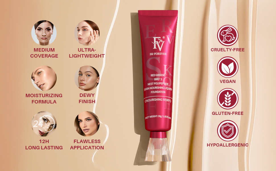 Amazon.com : FV Waterproof Liquid Foundation, Dewy Flawess Lightweight Foundation for Dry ...