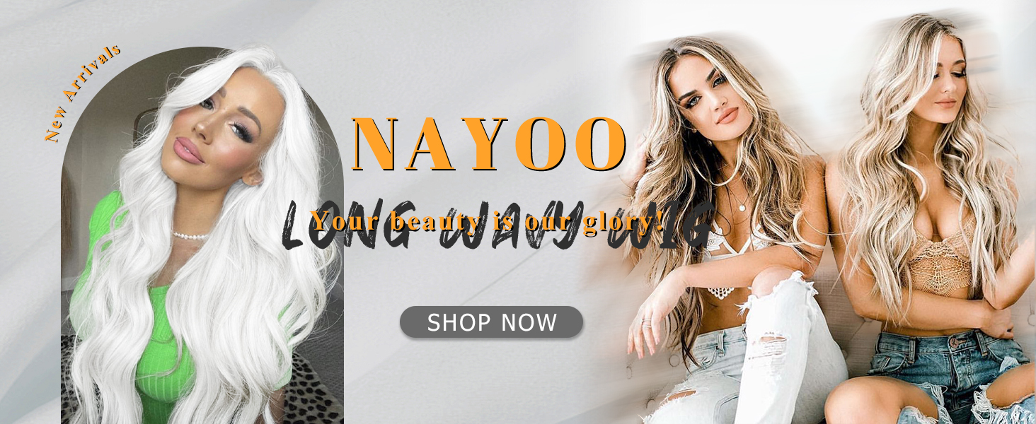 Amazon.com : NAYOO Cosplay Long White Wig for Women 26 Inch Middle Part Synthetic Wig Realistic ...