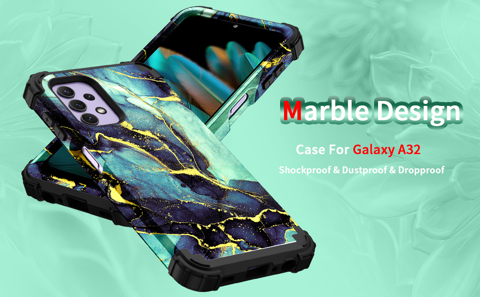 Amazon.com: BQQFG for Galalxy A32 5G Case,Marble Design Three Layer Heavy Duty Shockproof Hybrid ...