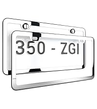 Amazon.com: Deselen Black with Chrome Finish License Plate Frame - Stainless Steel Metal Frame ...