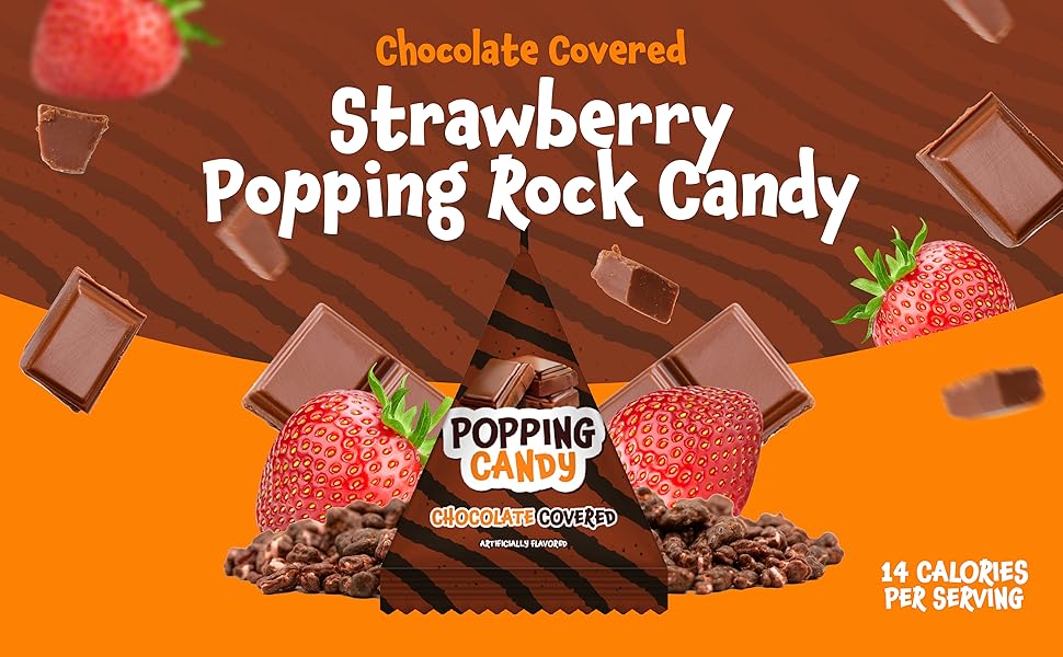 Amazon.com : Funtasty Popping Rock Candy - 40 Count Bag - Chocolate Covered - Strawberry Flavor ...
