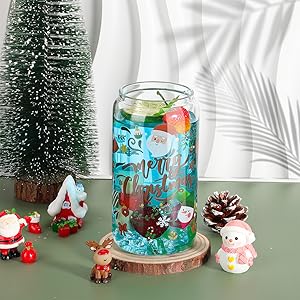 Amazon.com | pengtai Christmas Gifts Cups,Christmas Glass Tumbler,16oz ...