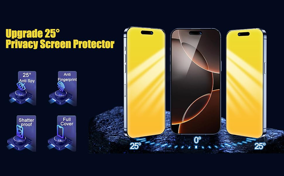 Amazon.com: Umhlaba Privacy Screen Protector for iPhone 16 Pro Max 6.9 Inch Gradient Gold ...