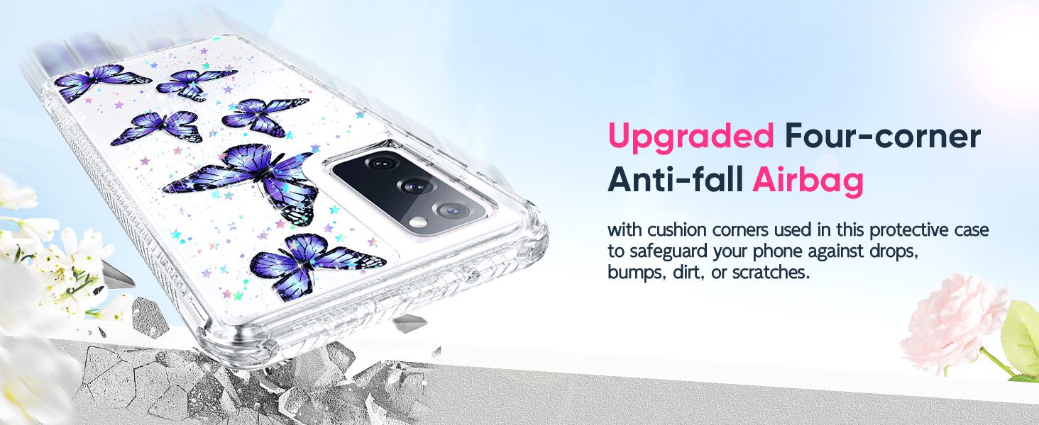 Amazon.com: LeYi for Samsung Galaxy S20 FE 5G Bling Glitter Clear Case with Butterfly Pattern ...