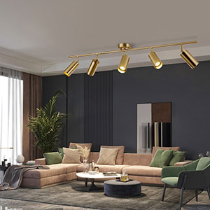 KCO Lighting Adjustable Track Lighting Fixture Brushed Brass Flush Mount Ceiling Light Fixture ...